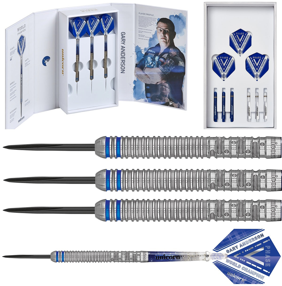 Gary Anderson 90% Tungsten Phase 5 World Champion Steel Tip Darts by U ...