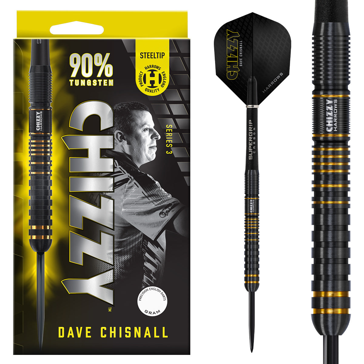 Dave Chisnall Chizzy Series 3 90% Tungsten Steel Tip Darts by Harrows ...