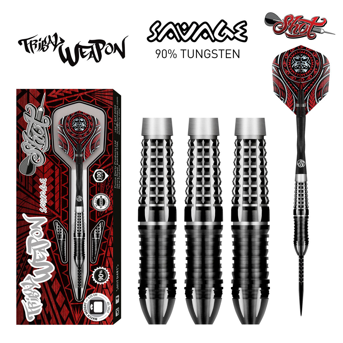 Tribal Weapon Savage 90% Tungsten Steel Tip Darts by Shot– Rebel Darts