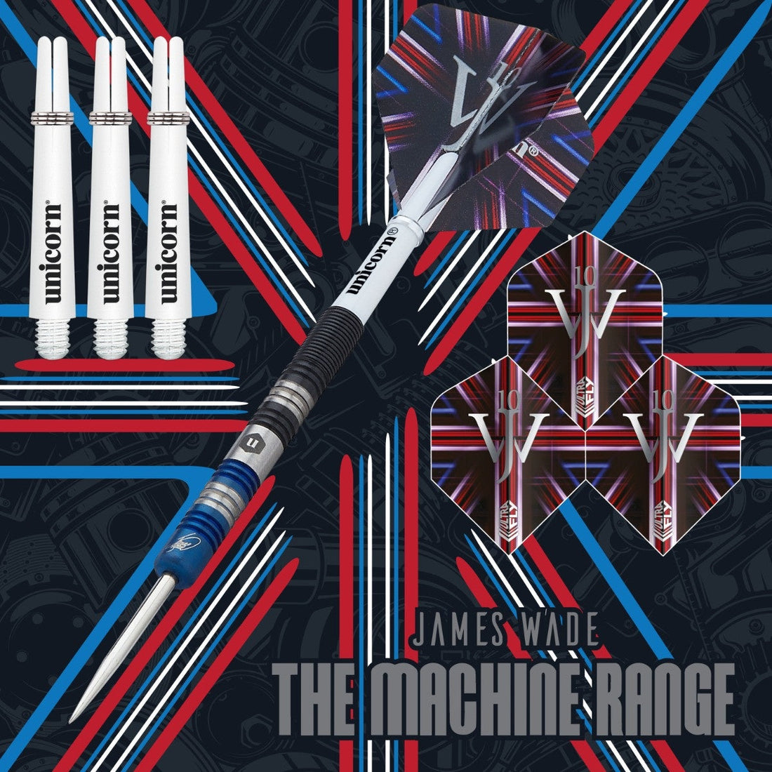 The Machine James Wade Two-Tone 90% Tungsten Steel Tip Darts by Unicor ...